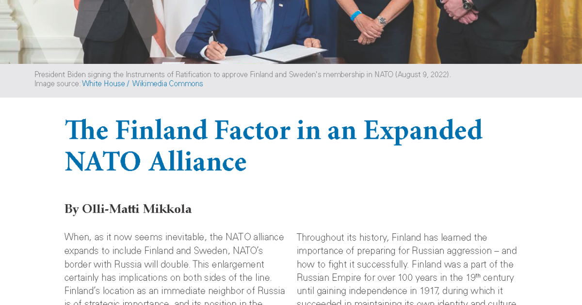 Kennan Cable No. 80: The Finland Factor in an Expanded NATO Alliance ...